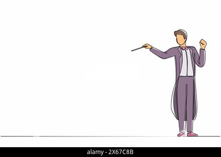 Single continuous line drawing expressive robot conductor directs music ...