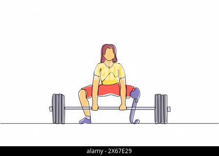 Woman lifting weights continuous one line drawing. Squats with barbell ...