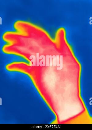 Hand gestures captured on thermal imager device Stock Photo - Alamy