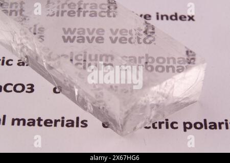 Optical birefringence demonstrated using a text using a natural double ...