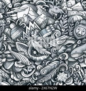 Cartoon doodles Alaska seamless pattern Stock Vector Image & Art - Alamy