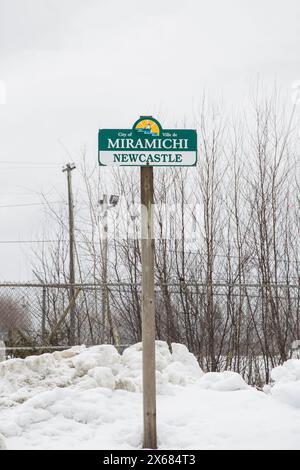 Welcome to Newcastle side of Miramichi sign in New Brunswick, Canada ...