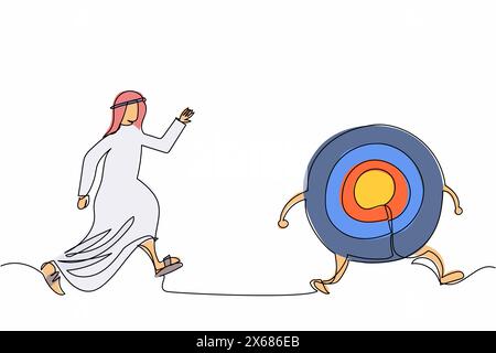 Cartoon of arab muslim businessman chasing and catch flying lightbulb ...