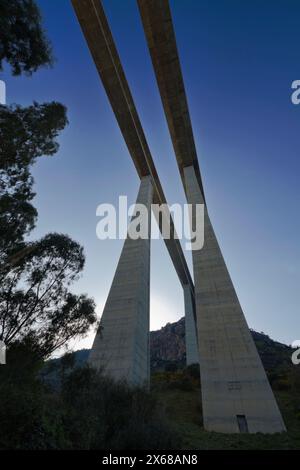 Italy, Sicily, Messina province, highway flyover concrete pillars Stock ...