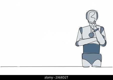 continuous single line drawing of thoughtful and sceptical woman, line ...