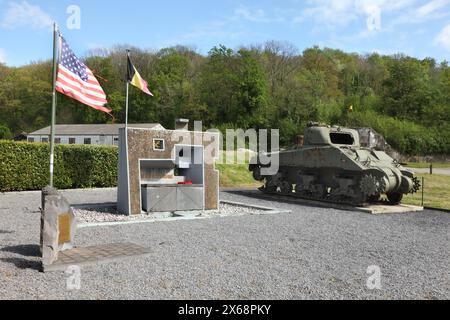 American M4 Sherman tank outside the 2nd World War defensive Fort Eben ...
