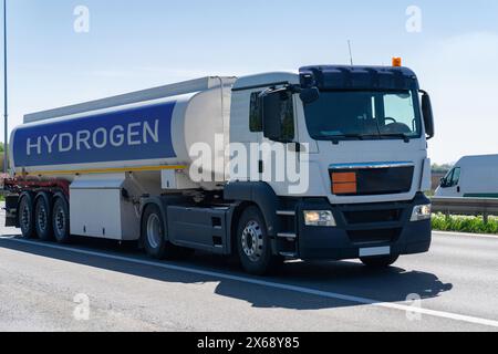 Truck with hydrogen tank trailers. Hydrogen transportation concept ...