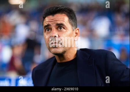 Michel Sanchez, head coach of Girona FC, gestures during the Spanish League, LaLiga EA Sports ...