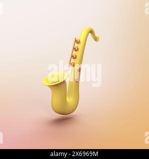 Saxophone - stylized 3d CGI icon object Stock Photo - Alamy