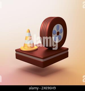 Road wheel cone - stylized 3d CGI icon object, Not gen Ai Stock Photo ...