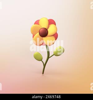 Flower - stylized 3d CGI icon object, Not gen Ai Stock Photo - Alamy