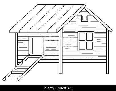 cartoon scene with farm ranch chicken coop coloring page drawing ...