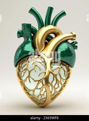 Human heart, realistic representation. Gold crystal and gemstones Stock ...