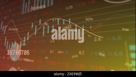 Image of changing numbers, statistical, stock market data processing on ...