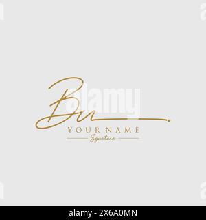 BU Letter Signature Logo Template elegant design logo. Hand drawn ...