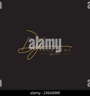 DJ Letter Signature Logo Template elegant design logo. Hand drawn ...