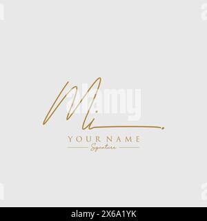 MI Letter Signature Logo Template elegant design logo. Hand drawn ...
