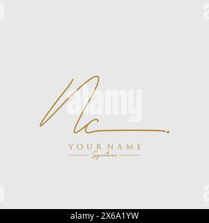 N, C, NC Initial letter handwritten and signature vector image logo ...