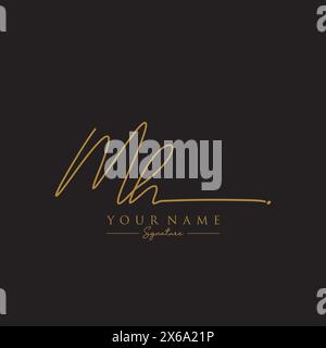 M H MH Initial letter handwriting and signature logo. A concept ...