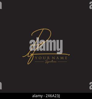 Initial Letter PF Logo - Handwritten Signature Style Logo - Minimal ...