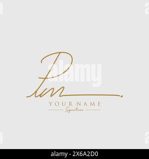 Initial Signature Logo for Letter PM - Vector Logo Template in ...