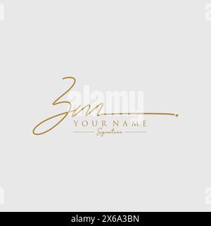 ZM Letter Signature Logo Template elegant design logo. Hand drawn ...