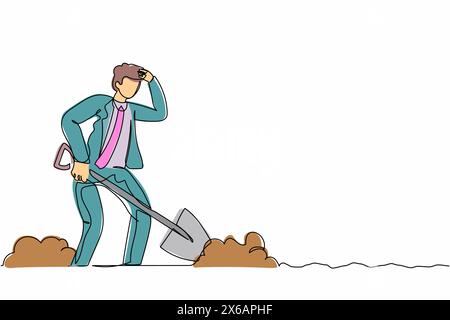 Man digging up ground with shovel to plant a tree. Male working in ...