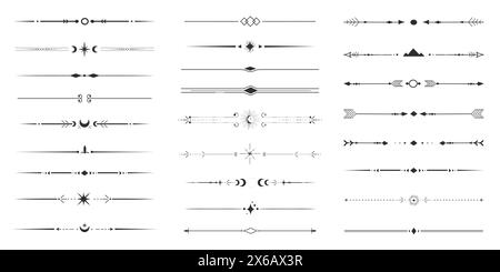 Set tribal ethnic arrow dividers, native indian bow boho in doodle ...