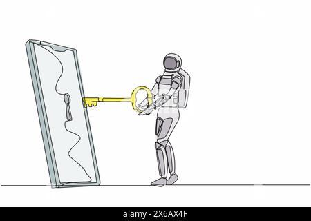 One line continuous hacker cyber security symbol concept. Silhouette ...