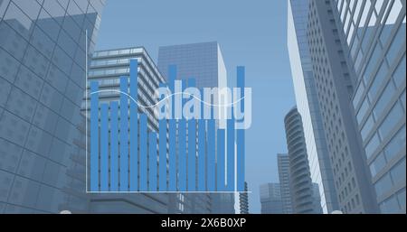 Image of graphs over office buildings Stock Photo - Alamy