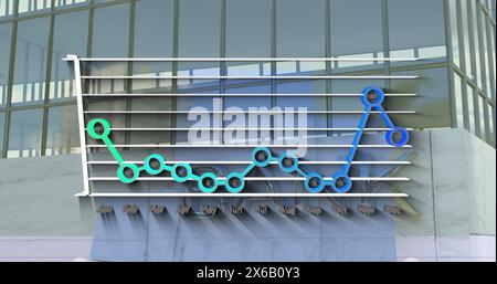 Image of graphs over office buildings Stock Photo - Alamy