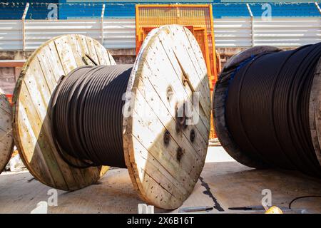 the sling inside machine sling drum are tangle and misaling Stock Photo ...