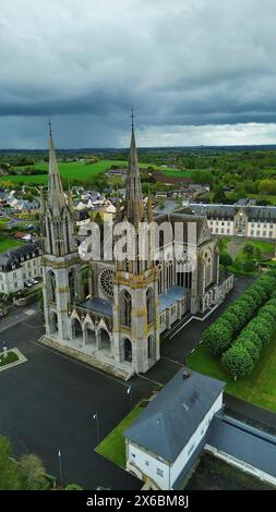 drone photo Pontmain Basilica France Europe Stock Photo - Alamy