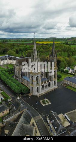 drone photo Pontmain Basilica France Europe Stock Photo - Alamy