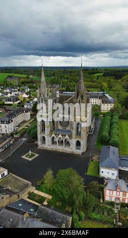 drone photo Pontmain Basilica France Europe Stock Photo - Alamy