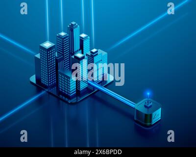 Isometric chrome city 3d illustration Stock Photo - Alamy