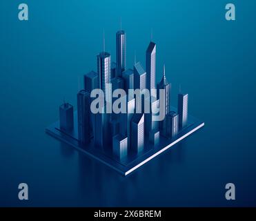 Isometric chrome city 3d illustration Stock Photo - Alamy
