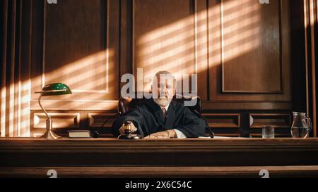 Court of Law and Justice Trial: Imparcial Honorable Judge Pronouncing ...