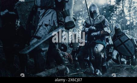 Epic Invading Army of Medieval Soldiers Marching on Battlefield ...