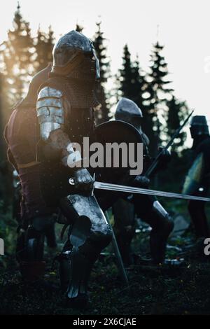 Epic Battle: Army of Medieval Knights on Battlefield, Scream Battle Cry ...