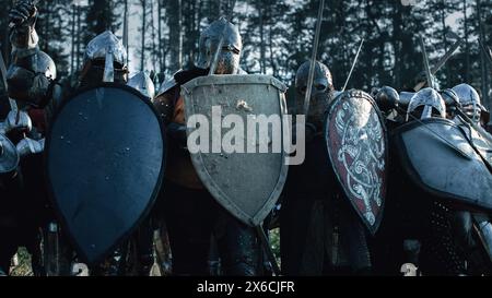 Epic Invading Army of Medieval Soldiers Marching on Battlefield ...