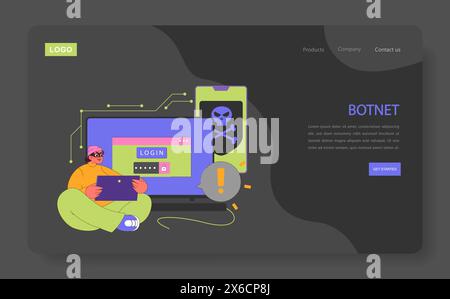 Botnet concept. An alert tech-savvy individual encounters a menacing ...