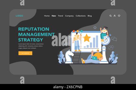 Reputation management dark or night mode web or landing. Relationship ...
