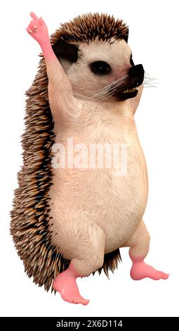 3D rendering of a hedgehog dancing isolated on white background Stock ...
