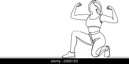 Line drawing of a person flexing their arm with confidence, wearing ...