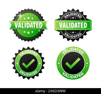 validated round ribbon isolated label. validated sign Stock Vector ...