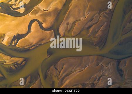 Aerial View of Intricate River Delta Patterns in Iceland's Landscape ...
