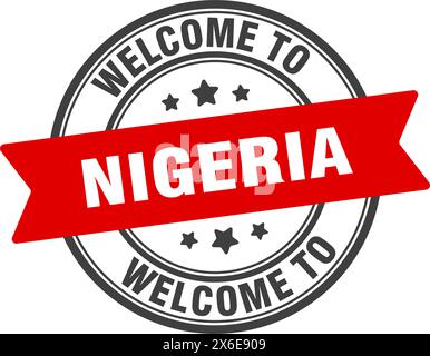 Welcome to Nigeria stamp. Nigeria round sign isolated on white ...