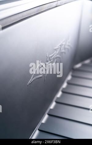Engraved Logo Detail Inside the Open Frunk of a Tesla Cybertruck Stock ...