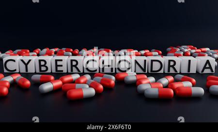 3d rendering of Cyberchondria or compucondria, is worrying about having ...